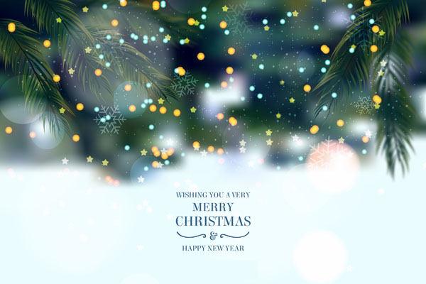 Новогодний фон с огоньками и еловыми ветками - скачать бесплатно шаблон ...